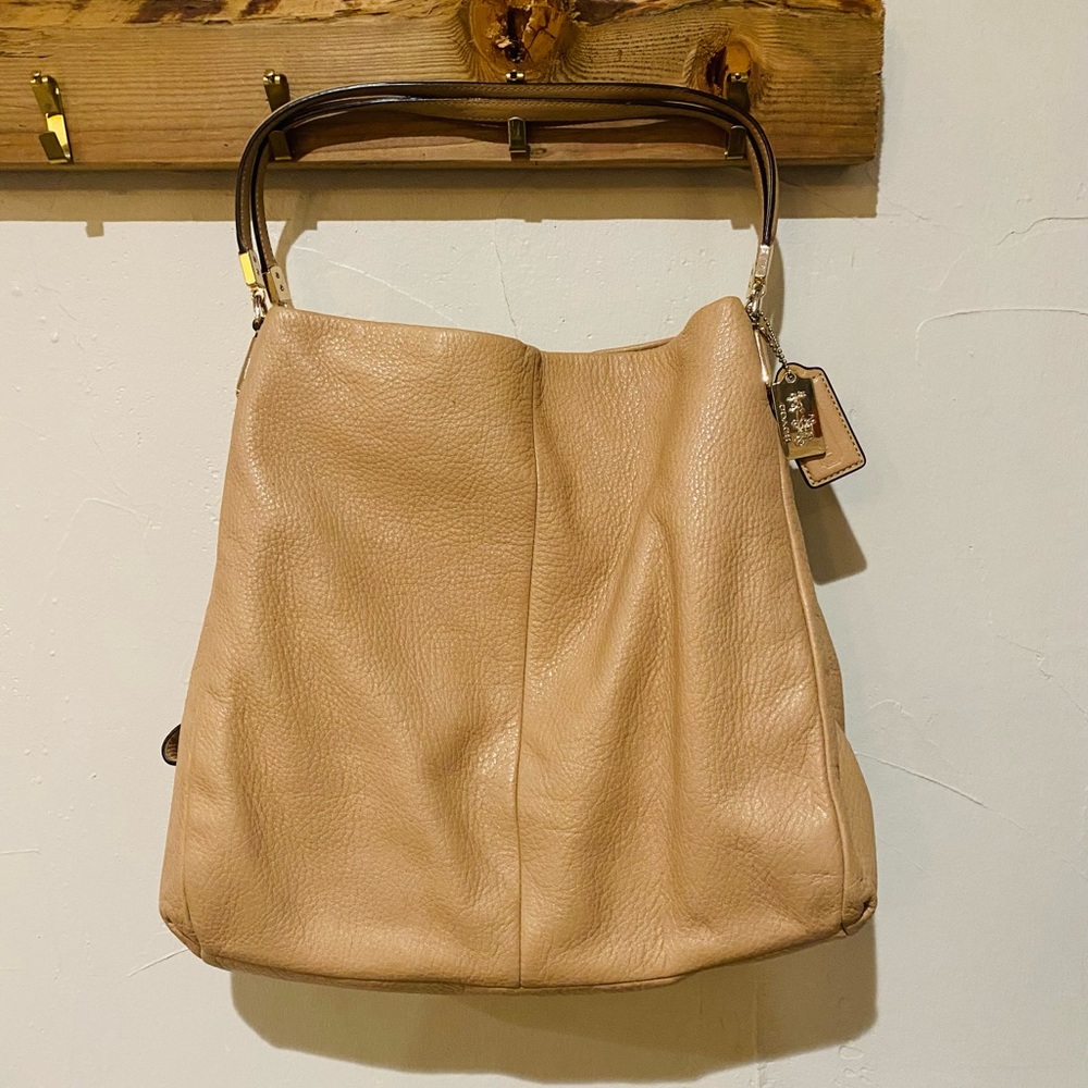 Coach Madison Phoebe Leather Shoulder Bag In Camel - Gem